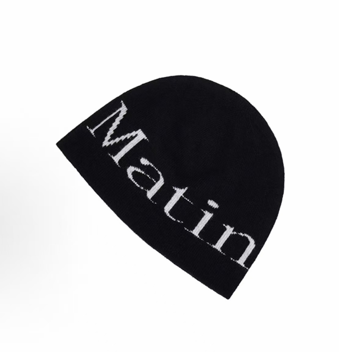 MATIN KIM Logo標識 羊絨 絨線帽 男女同款情侶款 黑色MK2400HT006MBB