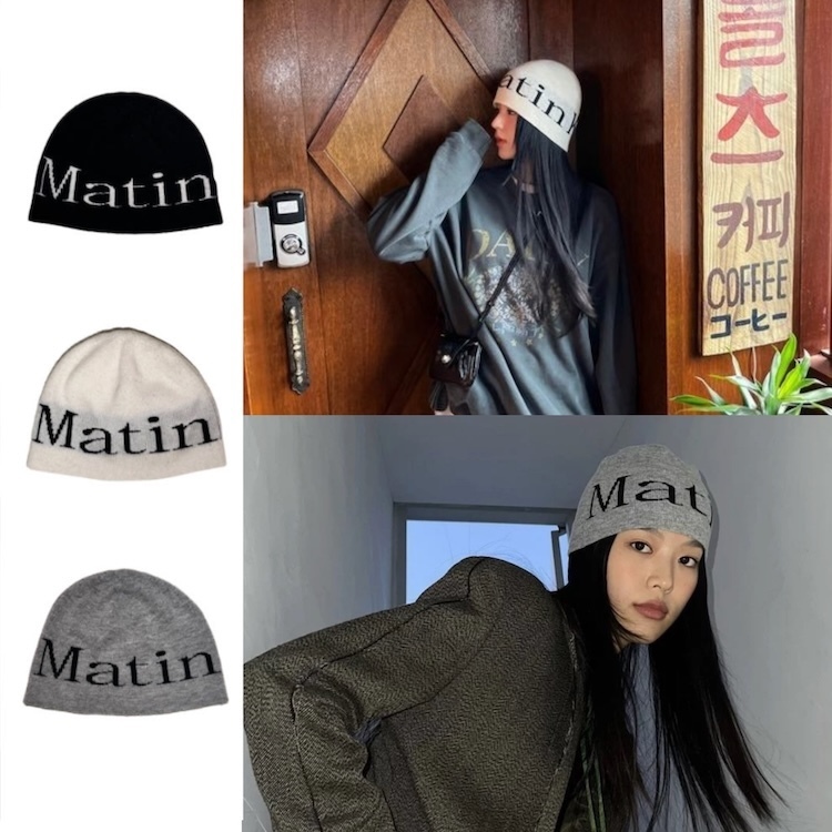 MATIN KIM Logo Jacquard Short Beanie 英文字織花冷帽