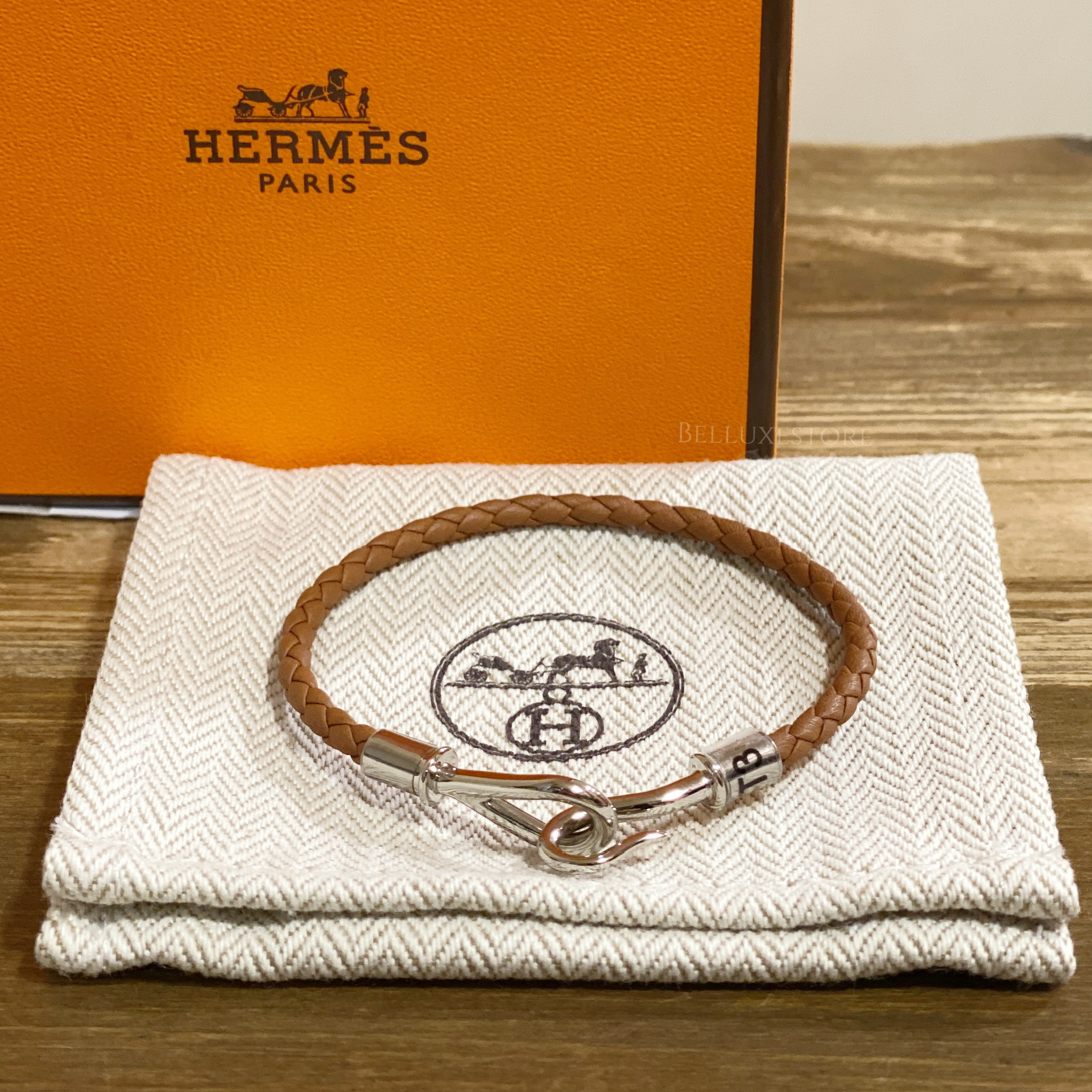 [Pre-owned] Hermes jumbo H bracelet T3 gold/silver