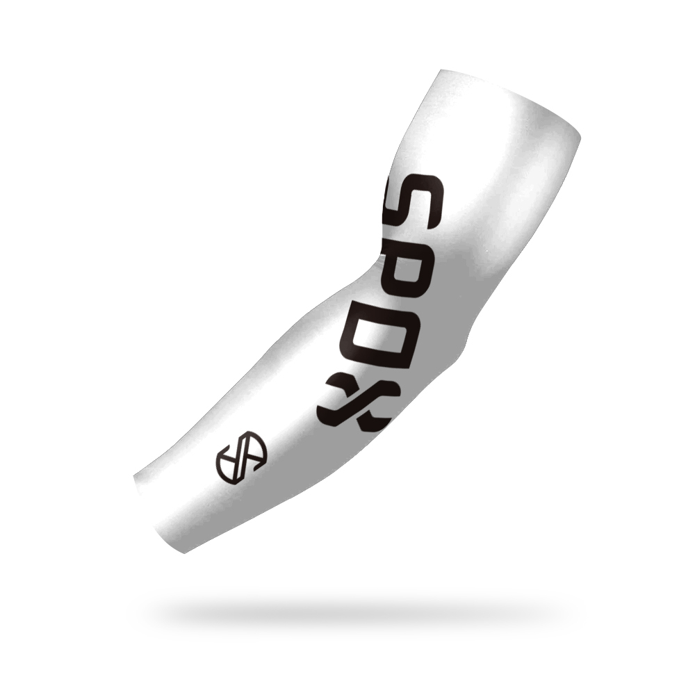 SPOX大LOGO系列【純粹白】射手袖套 潮流運動涼感 親膚防曬 速乾排汗 / 袖套