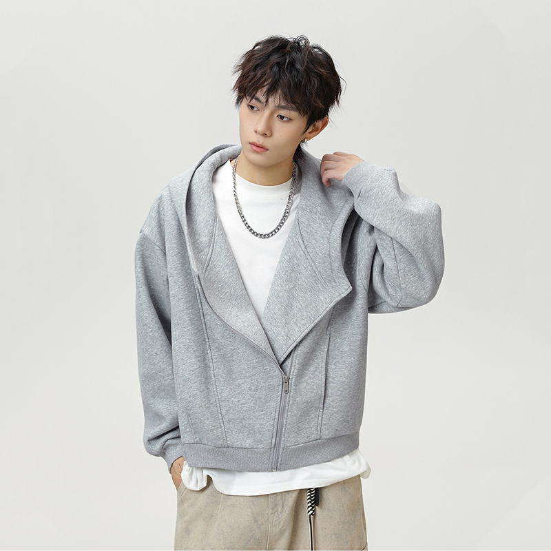 RETOP 重磅短版斜拉鍊連帽外套 灰| RETOP原創潮流服飾品牌