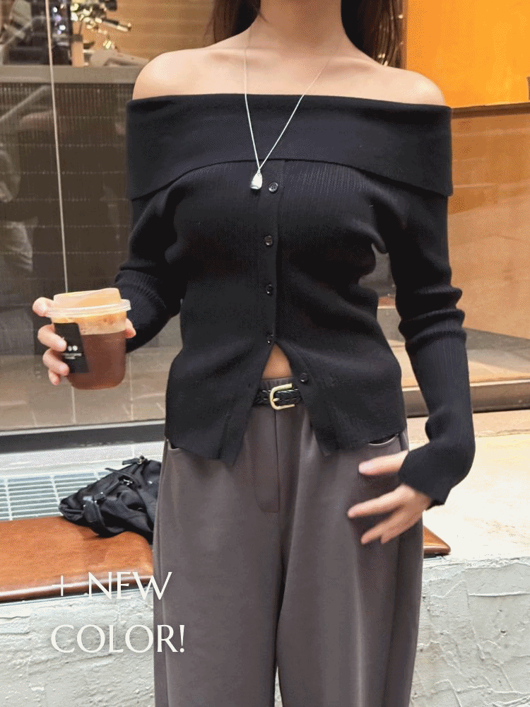 LILITH OFF SHOULDER BUTTON SWEATER