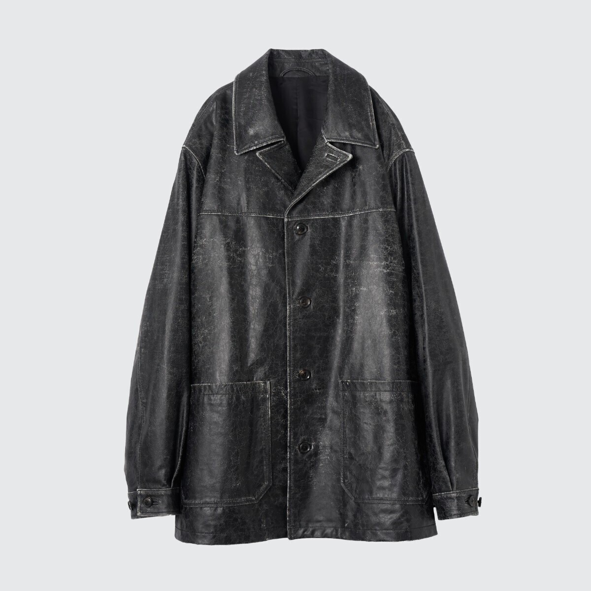YOKE / CRACKED GOAT LEATHER CAR COAT