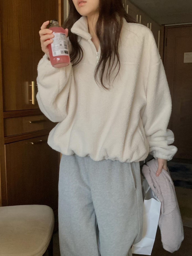 Hi Sisters 愛自己女裝 |極度保暖舒適柔軟半開拉鍊絨毛上衣|