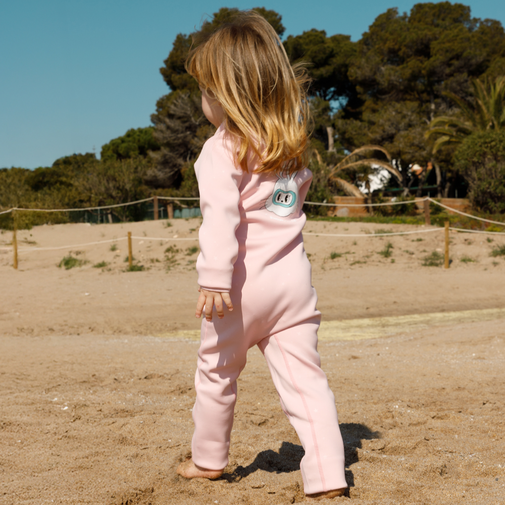 Swimmabebe | 兒童款游泳兔防寒連身泳衣-粉紅