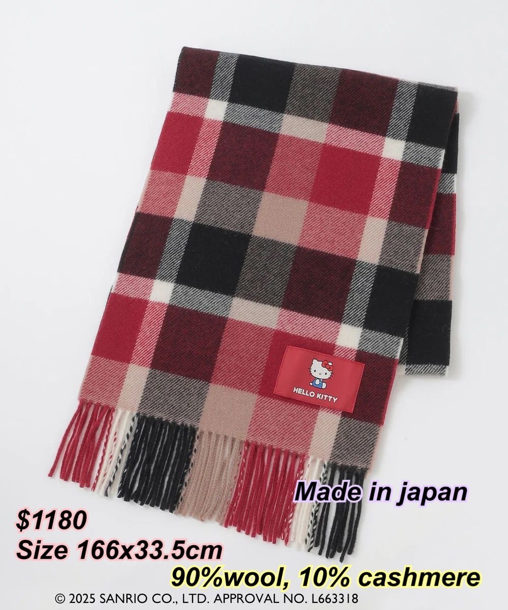 25/12 Blue Label x Hello Kitty 紅色格仔頸巾