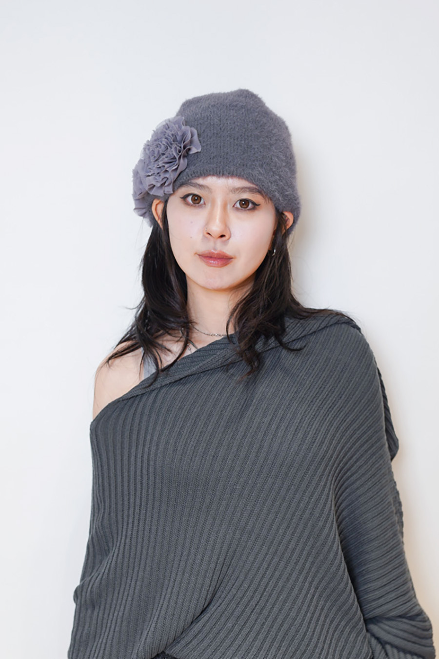 flower round beanies (BROWN)