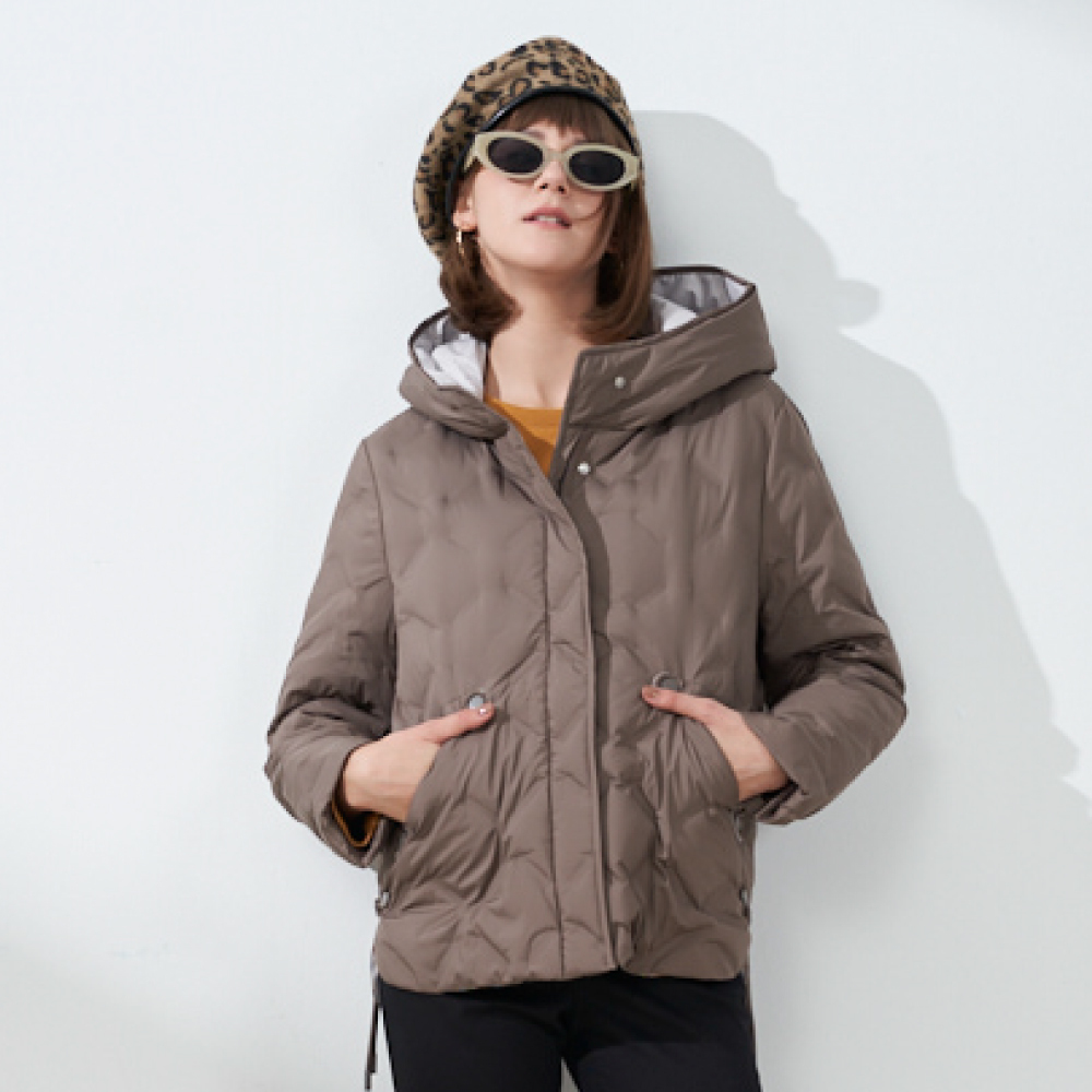 巧玲瓏 側開岔雙色羽絨外套