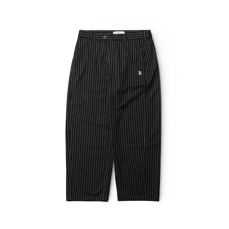 B-SIDE BARREL LEG STRIPE PANTS Black