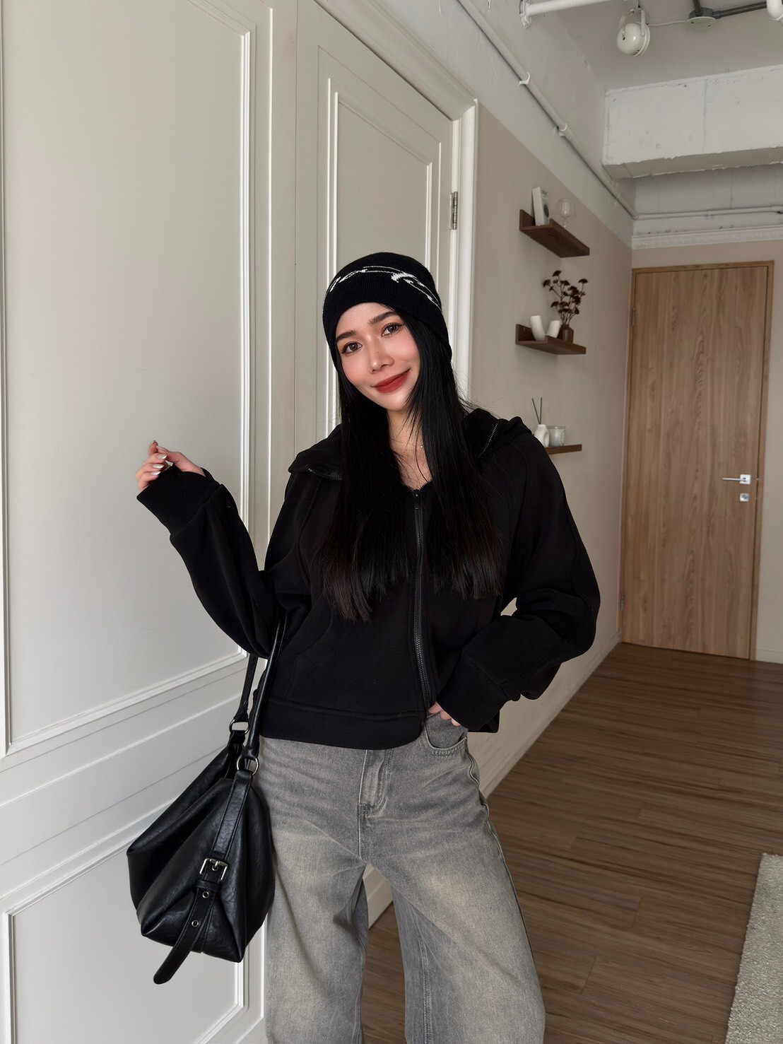 基本款羊絨連帽外套