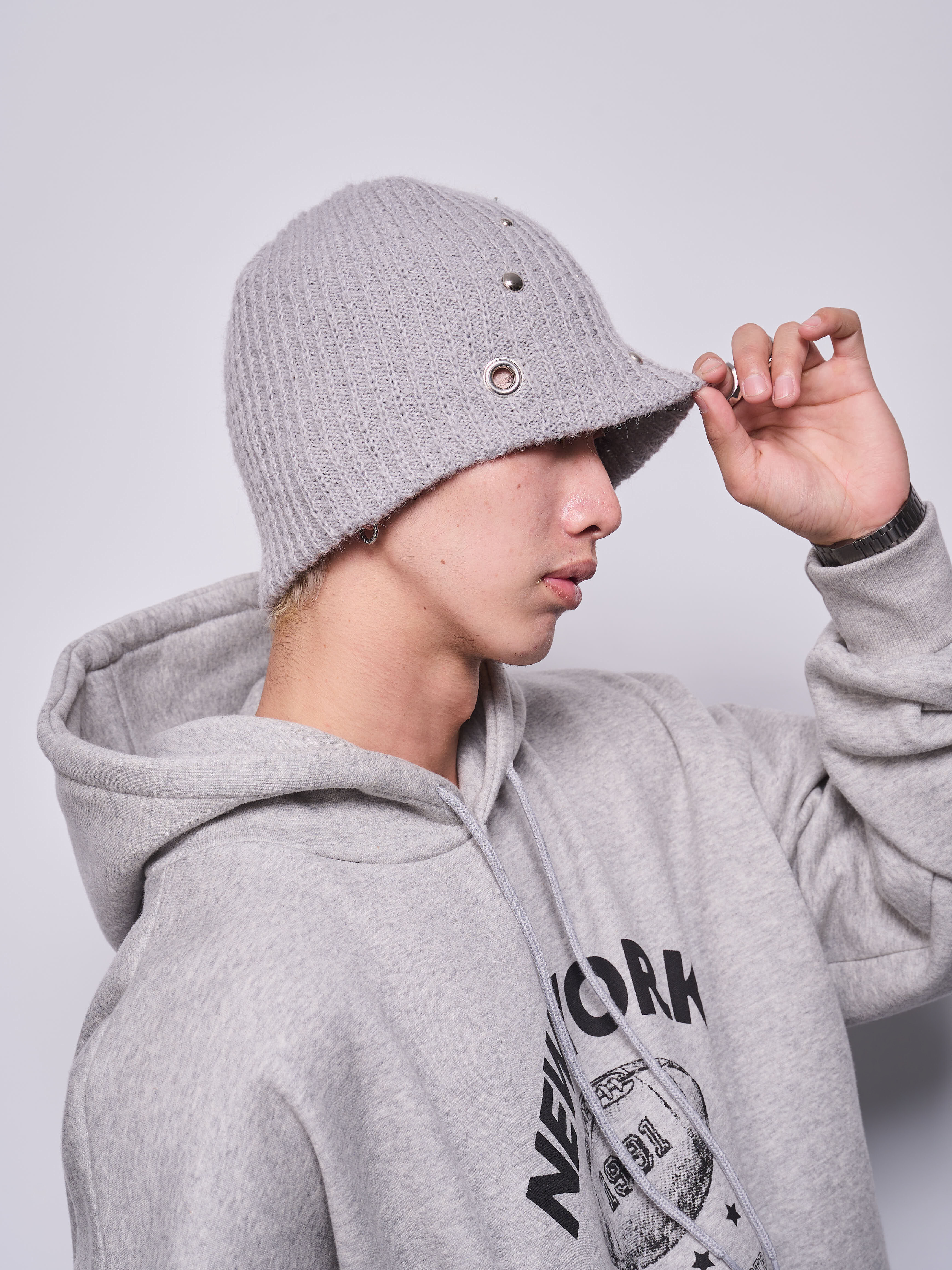 羊駝毛金屬簍空質感毛帽