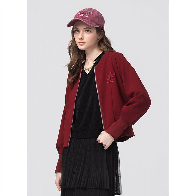 棉質布繡圓領外套