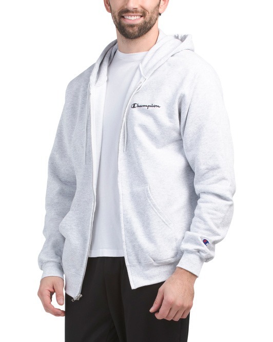 US878 CHAMPION Power Blend Full Zip Hoodie (silver grey