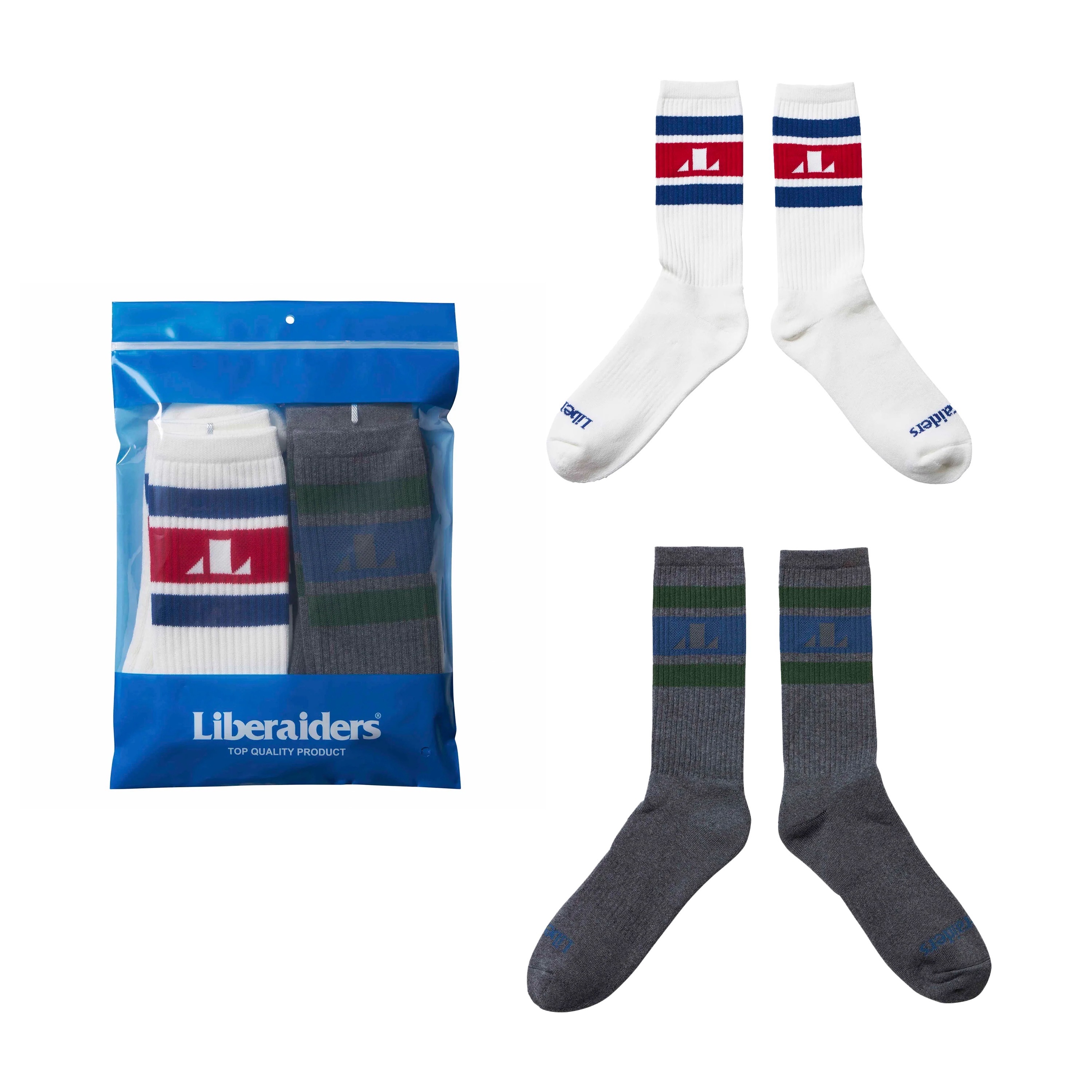 LIBERAIDERS 25F/W 2-PACK LINE SOCKS