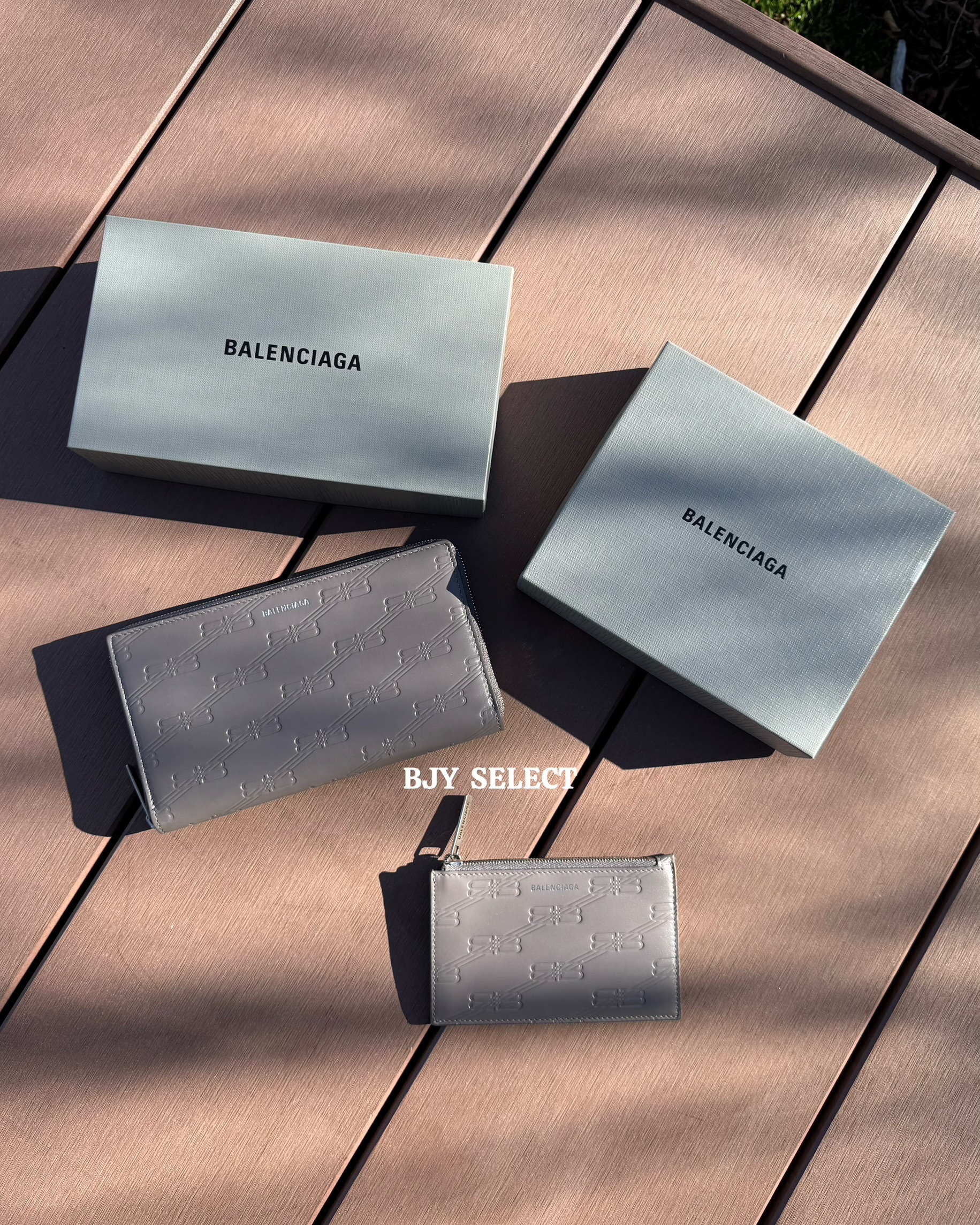 日本連線代購 Balenciaga 經典壓紋LOGO 長夾 零錢卡包 深灰