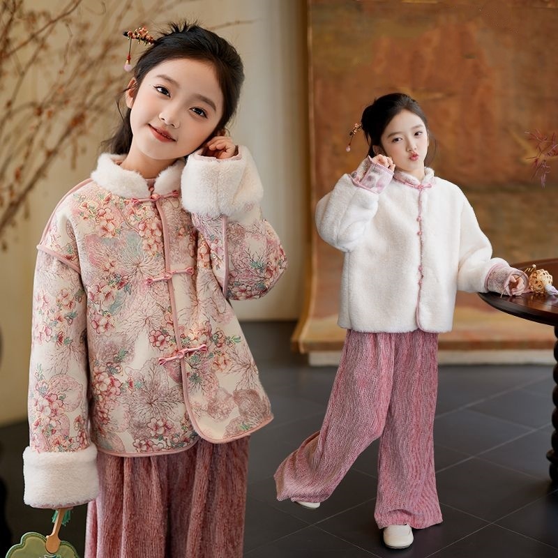 新年女童漢服雙面穿毛毛唐裝NY1742