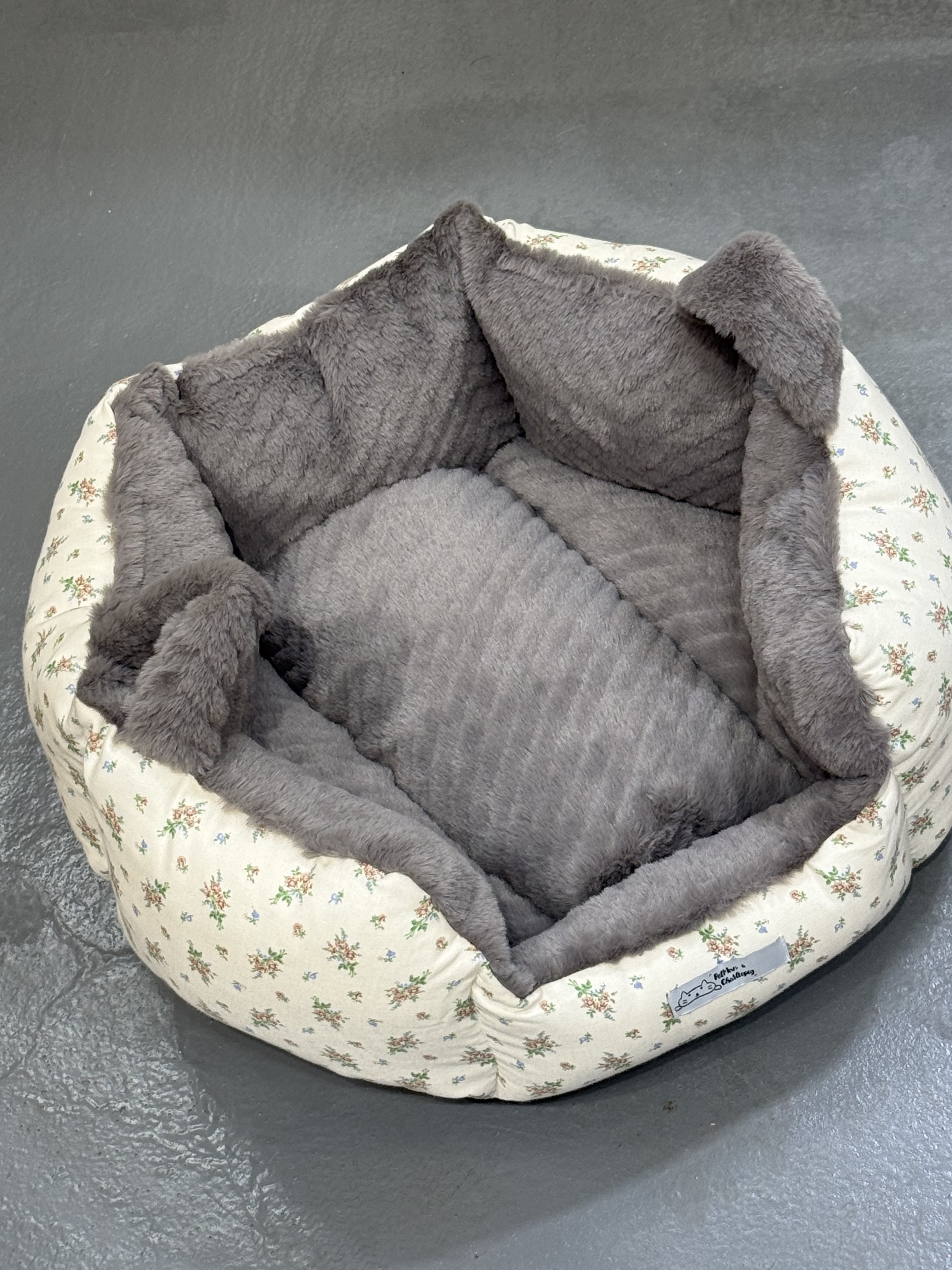 PETMAN 宠物花瓣窝 灰白色小花 双面可使用