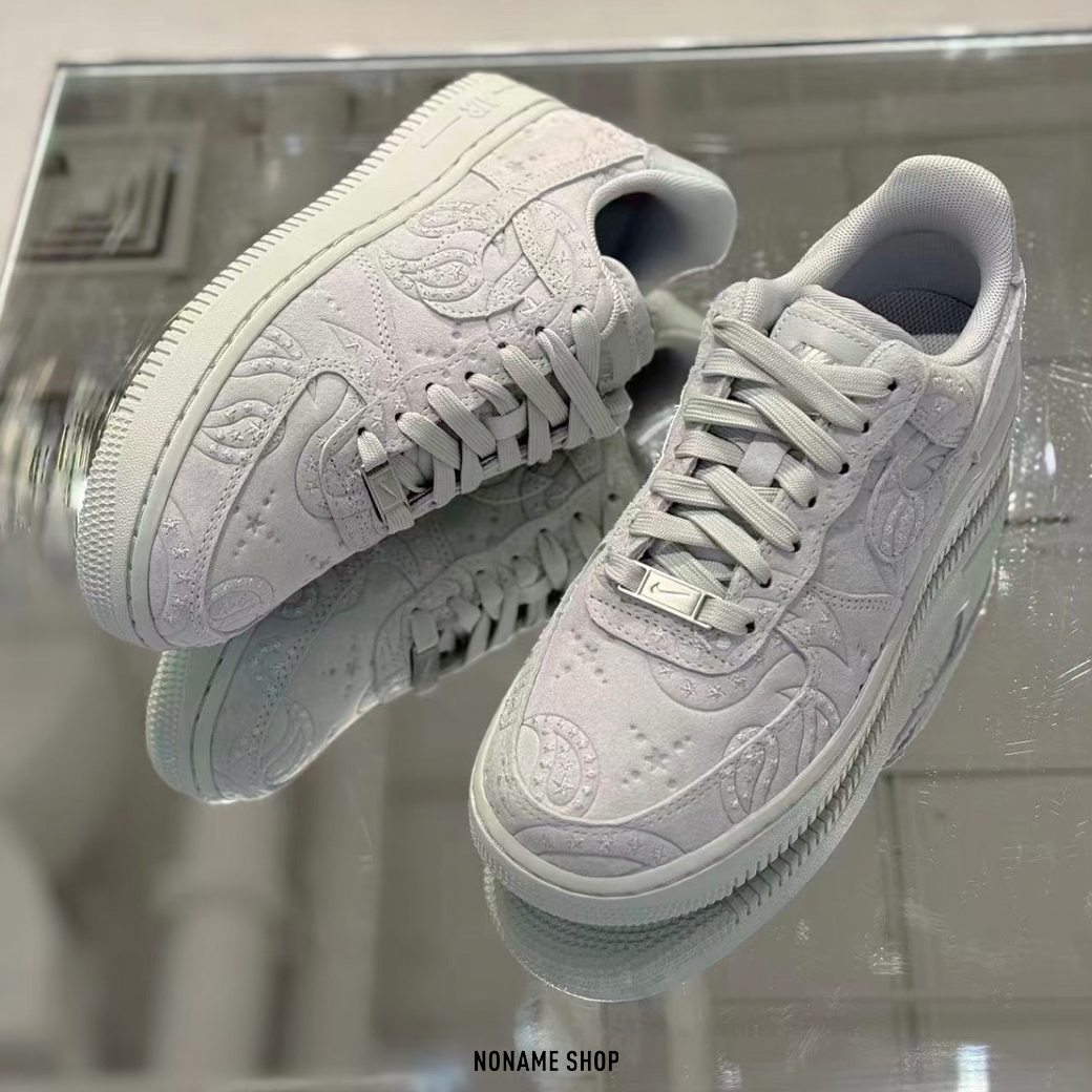 NIKE AIR FORCE 1 '07 PRM 腰果花 變形蟲 麂皮 灰白 運動 休閒鞋 (女款)