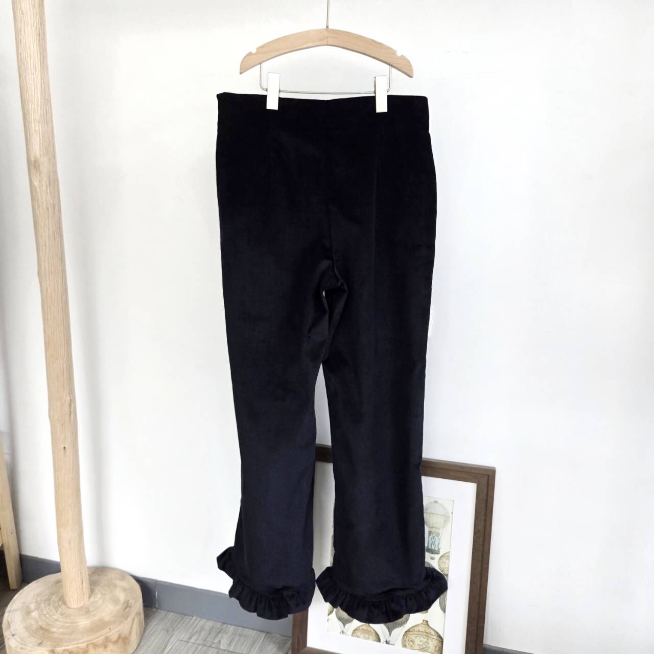 MINIMOM 絨面側拉鍊花苞褲(大人款) Moss Trou - Black-CARA No.9