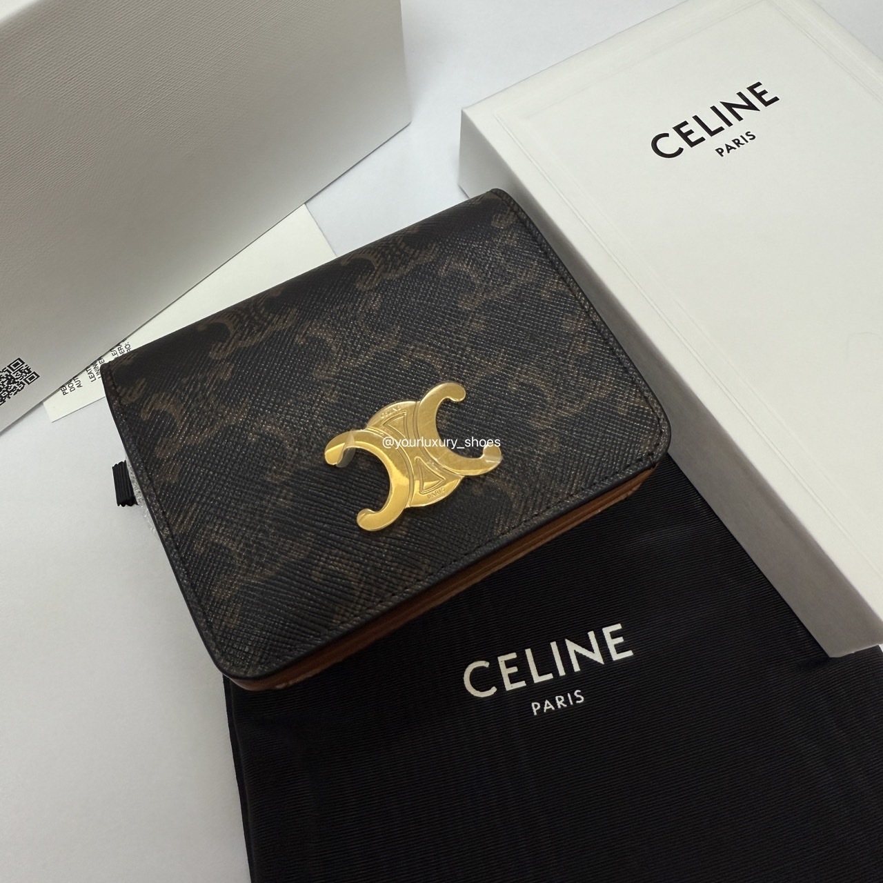 【Luxury】預購+現貨 CELINE Triomphe 凱旋門零錢包 正品代購 多功能短夾 經典老花 咖棕