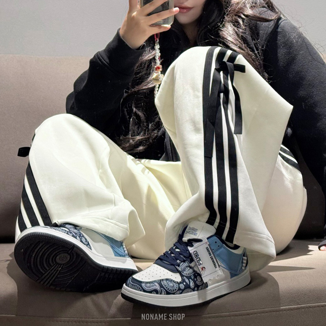 ADIDAS DANCE 蝴蝶結 三線 寬鬆 運動 彎刀 長褲 兩色 (女款)