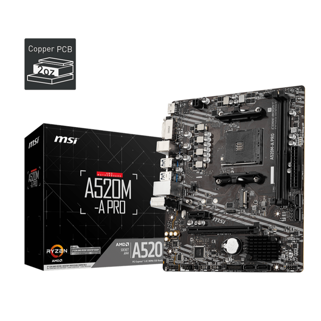 MSI A520M-A PRO AMD AM4 Micro-ATX DDR4 Turbo M.2 主機板